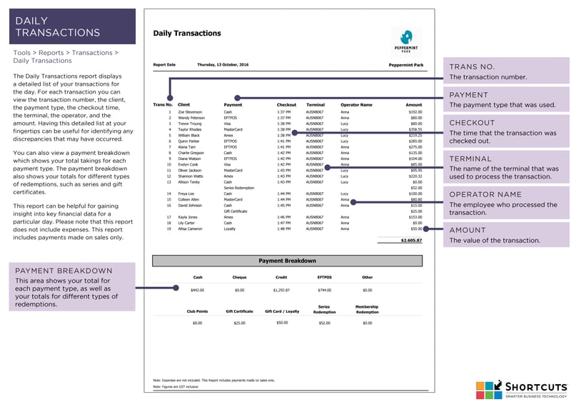 Daily Transactions Report